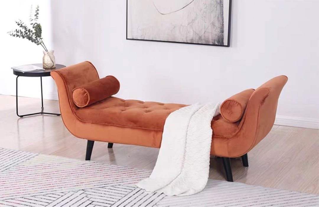 HIRGS Modern Velvet Bench, Furniture & Home Living, Furniture, Chairs ...