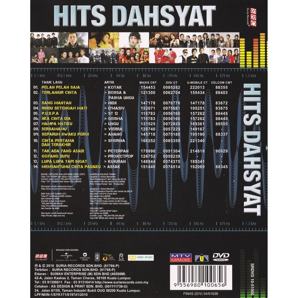 Hits Dahsyat DVD MTV Karaoke Kotak Rossa Pasha Ungu Nidji Original New ...