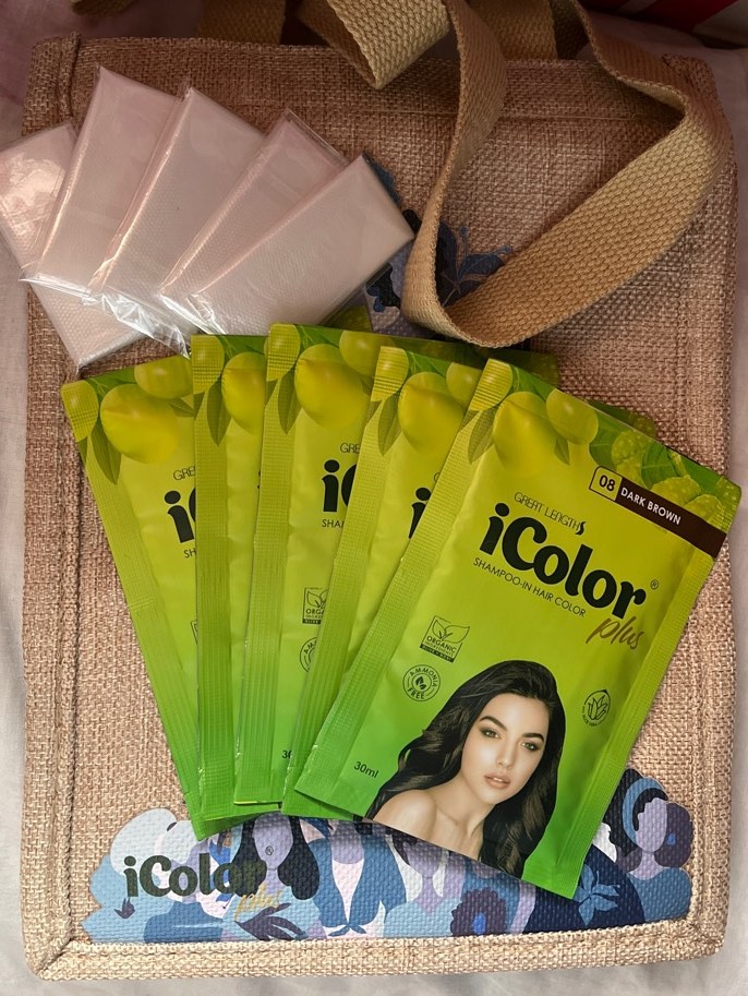 Hair Dye iColor Plus Dark Brown with Mini Tote Bag, Beauty & Personal ...