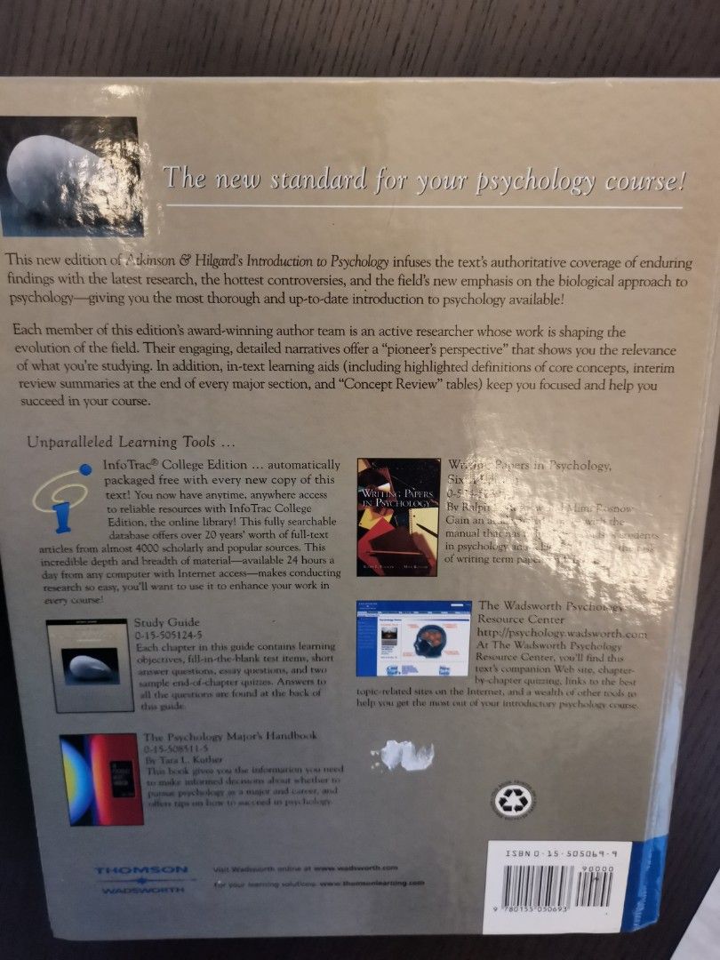 Introduction to Psychology 14th edition by Atkinson & Hilgard, Hobbies ...