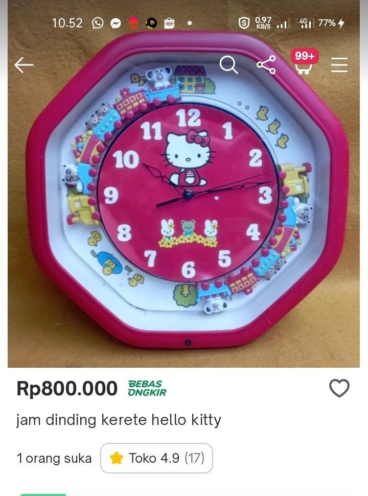 Jam Dinding Hello Kitty Sanrio (Ori), Perabotan Rumah di Carousell
