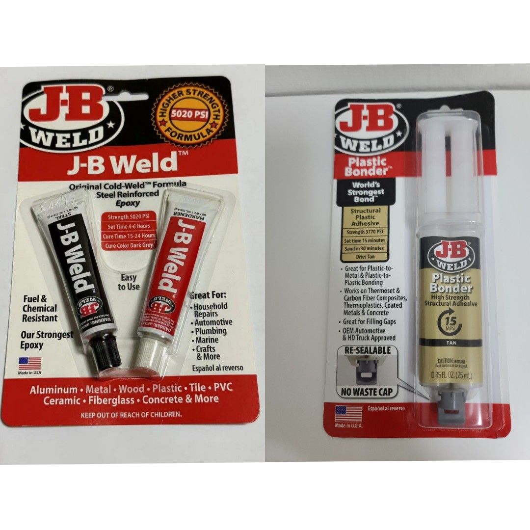 JB weld epoxy repair glue or clear epoxy weld glue $17, plastic bonder ...