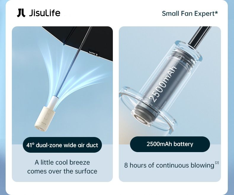 JISULIFE FA52 2500mAh Umbrella With Cooling Fan Aesthetic Color with ...