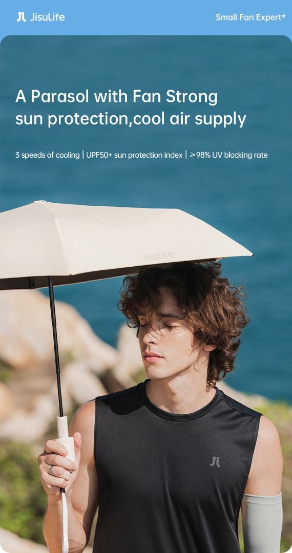 JISULIFE FA52 2500mAh Umbrella With Cooling Fan Aesthetic Color with ...