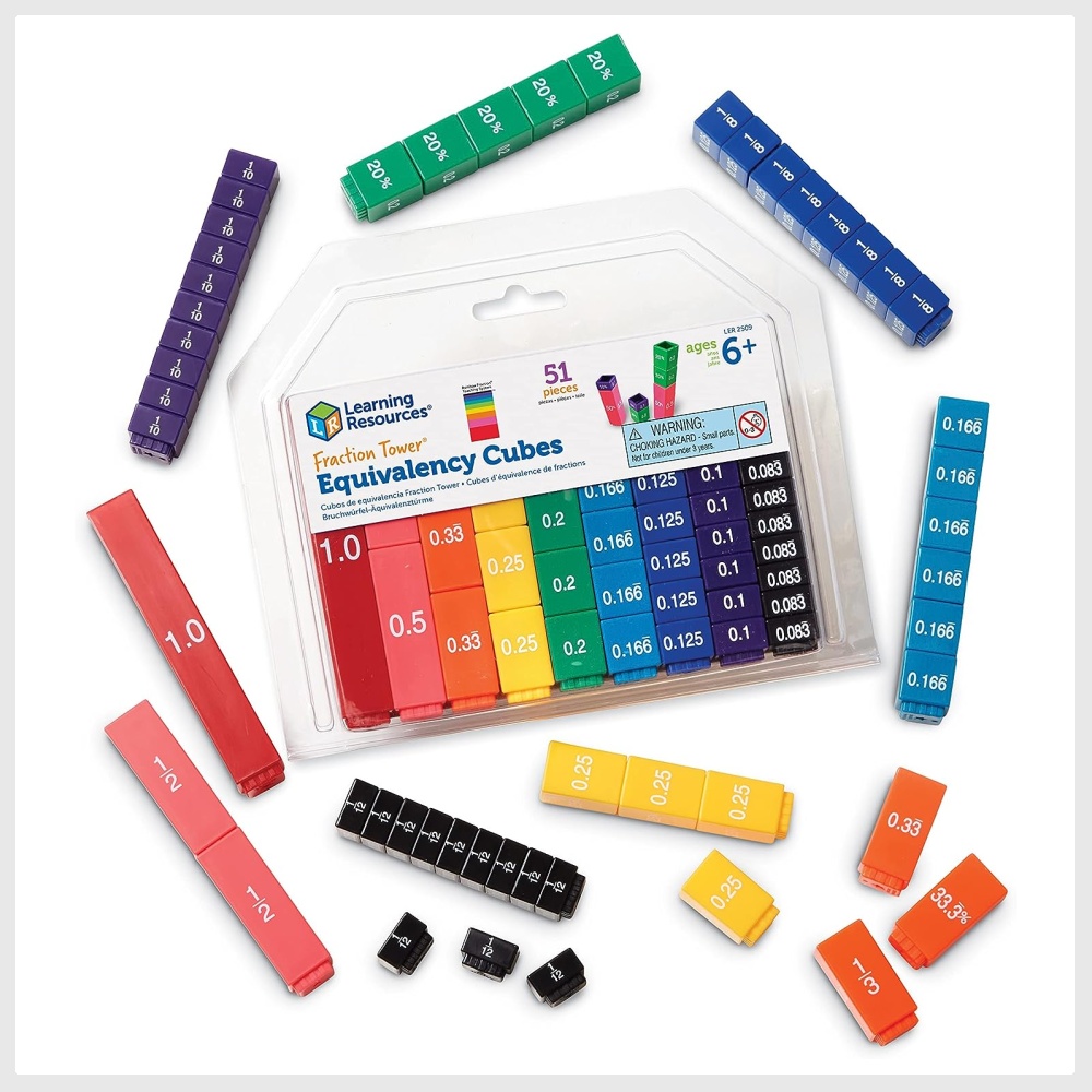 Learning Resources LER2509 Fraction Tower Cubes Equivalency Set 7.5 x 8 ...
