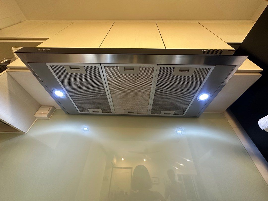 Mayer MMSI900LEDHS-Black 90cm Semi-Integrated Slimline Cooker Hood ...