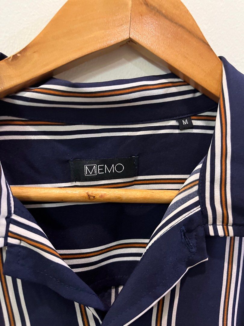 Memo Navy Blue Striped Polo Shirt, Men's Fashion, Tops & Sets, Tshirts ...