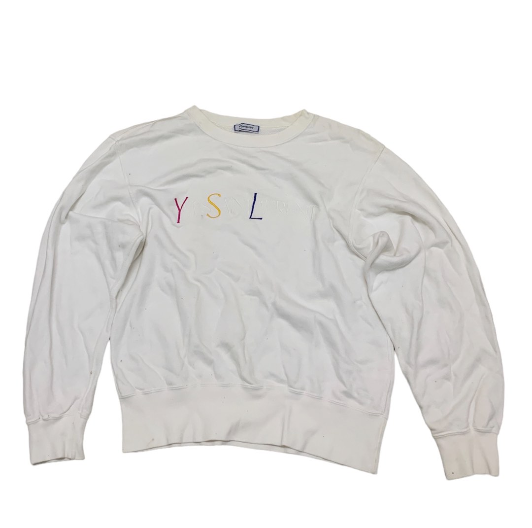 Men 90s YSL big embroidery logo sweatshirt, Women's Fashion, Coats ...