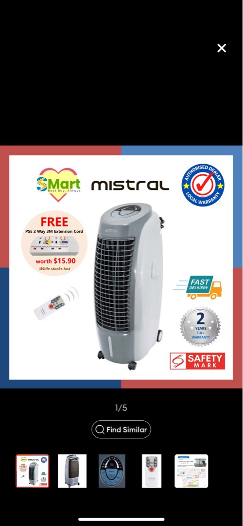 Mistral 15L air cooler with remote controller, TV & Home Appliances ...