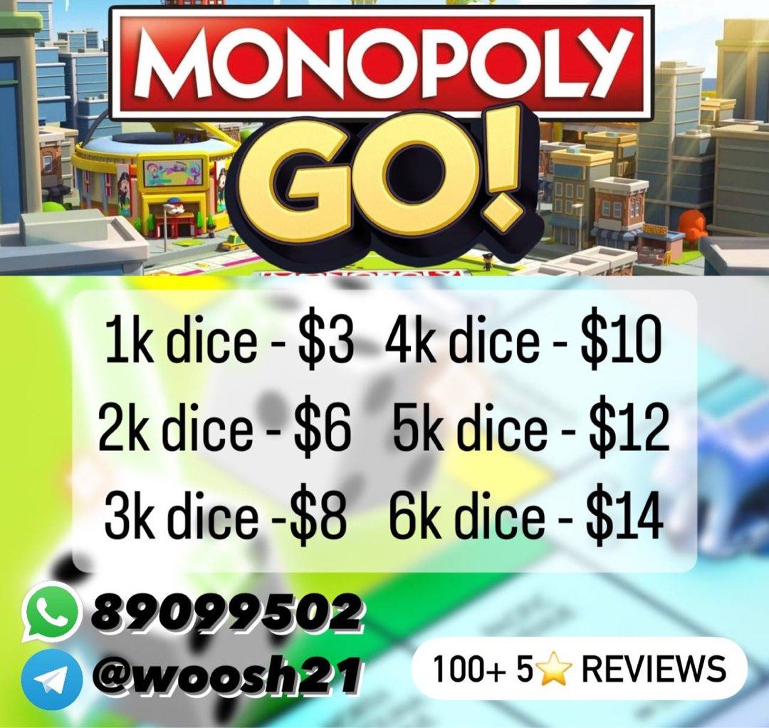 Monopoly go dice ! 20th august, Hobbies & Toys, Toys & Games on Carousell
