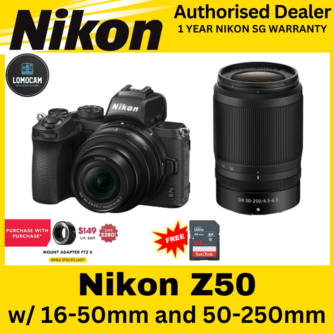 Nikon Z50 with 16-50mm and 50-250mm Lenses Mirrorless Camera ...