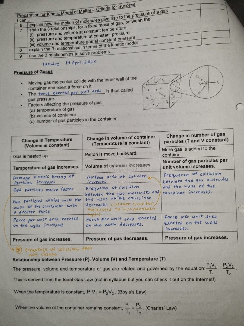 O level Pure Physics 'Kinetic Model of Matter' notes, Hobbies & Toys ...