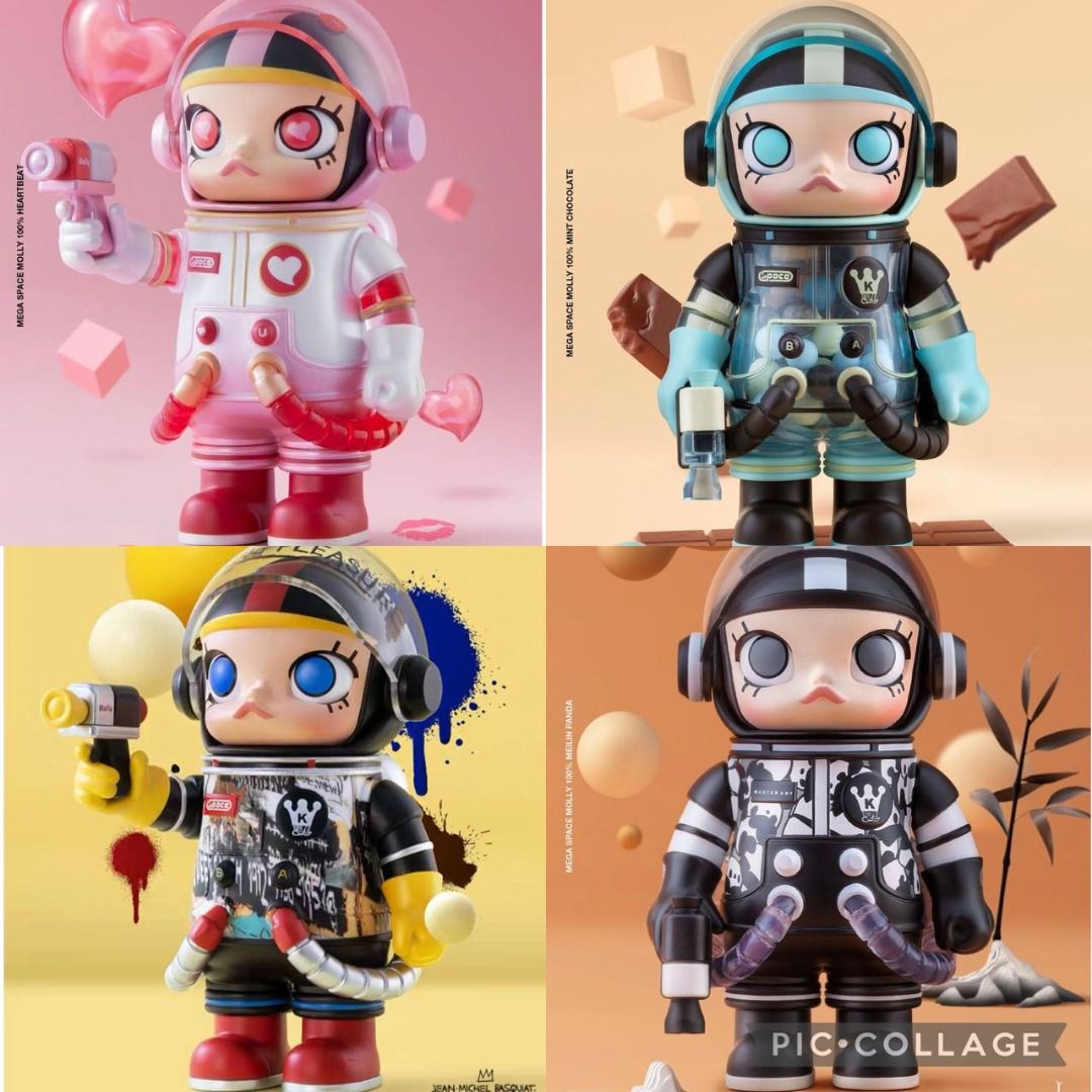 Popmart Mega Space Molly 100 Series 2 Heartbeat Meilin Panda Mint Chocolate Jean-Michel Basquiat ...