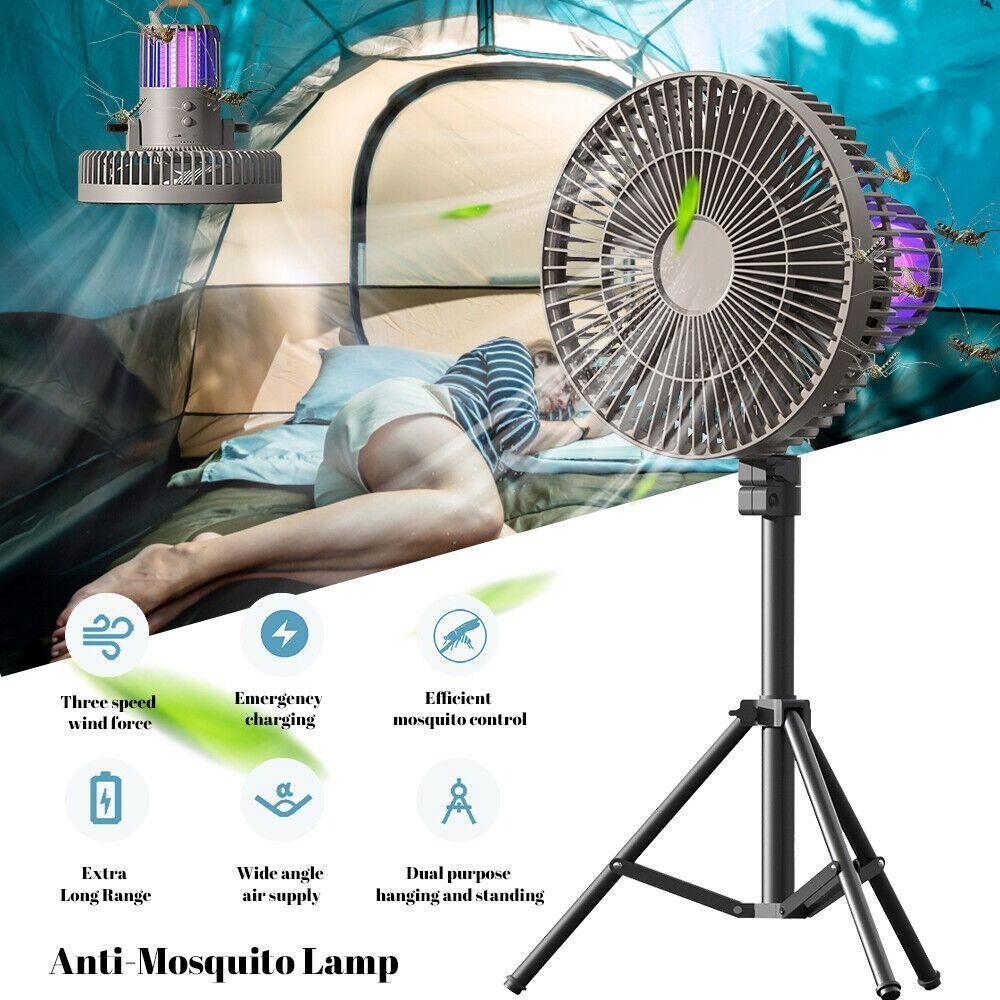 Portable Rechargeable Battery Powered tripod Camping Fan with mosquito ...