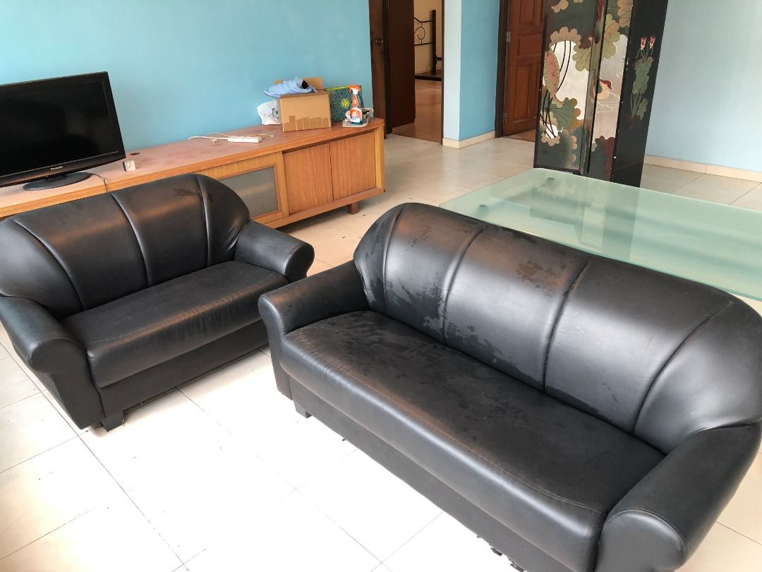 PVC Sofa - 3 seater and 2 seater, Furniture & Home Living, Furniture ...