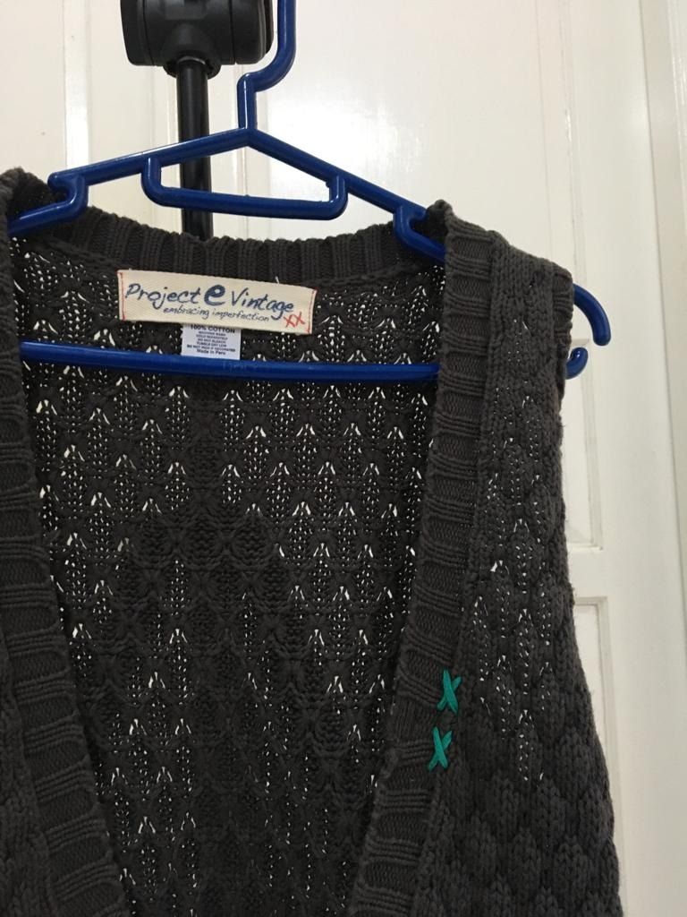 Rompi sweater rajut panjang ukuran M, merk Project e Vintage, Fesyen ...