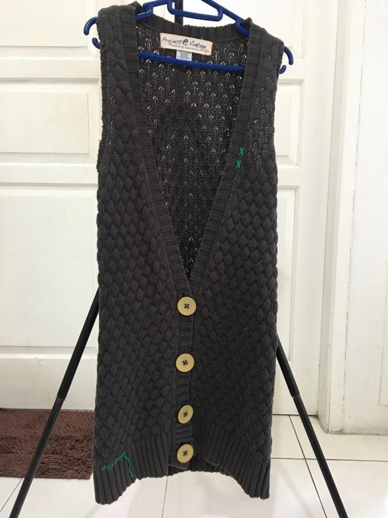 Rompi sweater rajut panjang ukuran M, merk Project e Vintage, Fesyen ...