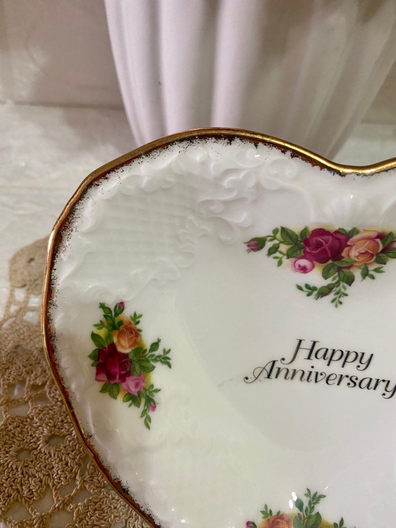 Royal Albert OCR Happy Anniversary Heart Shaped Trinket Dish, Furniture ...