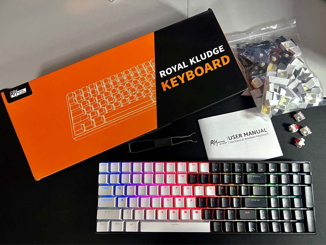ROYAL KLUDGE RK100 TriMode RGB Gaming Mechanical Keyboard 100 Keys ...