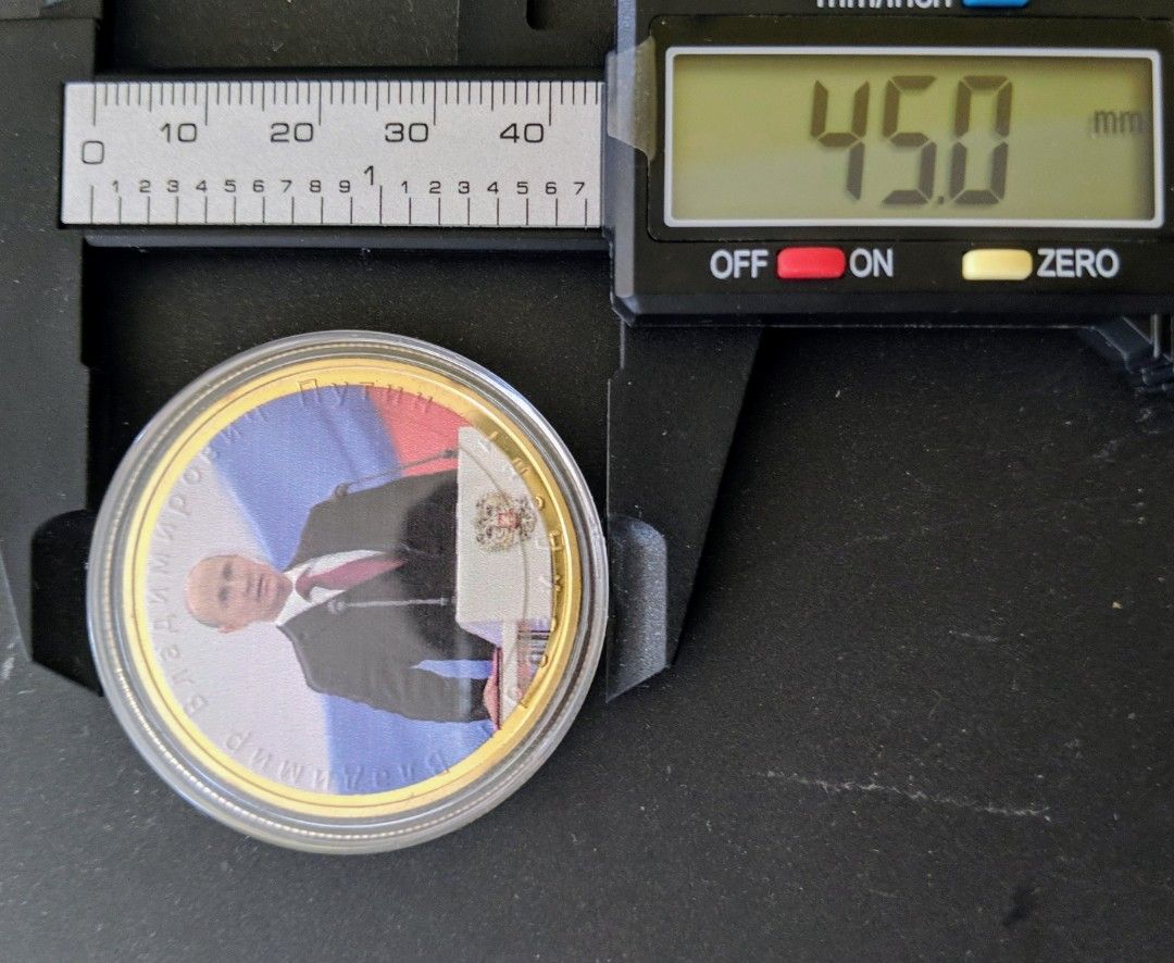 Russia President gold colour Vladimir putin coin in holder, color ...