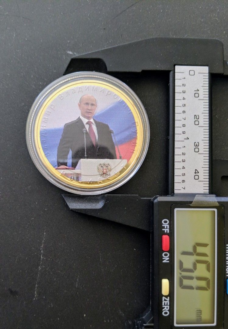 Russia President gold colour Vladimir putin coin in holder, color ...