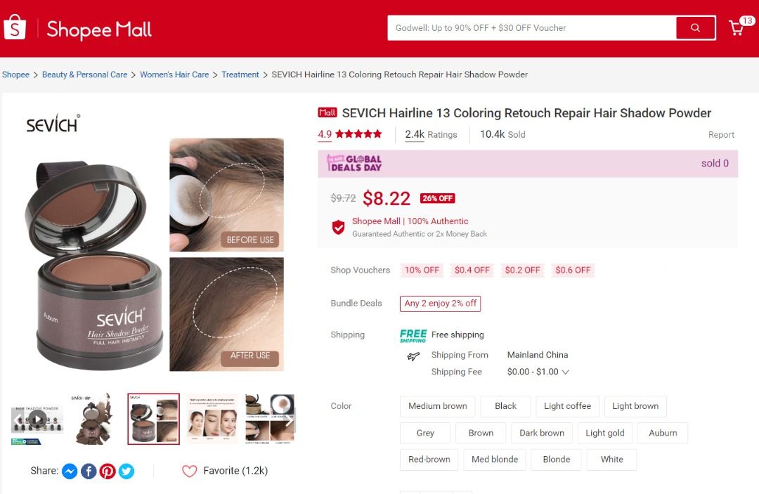 SEVICH Hairline 13 Coloring Retouch Repair Hair Shadow Powder, Beauty ...