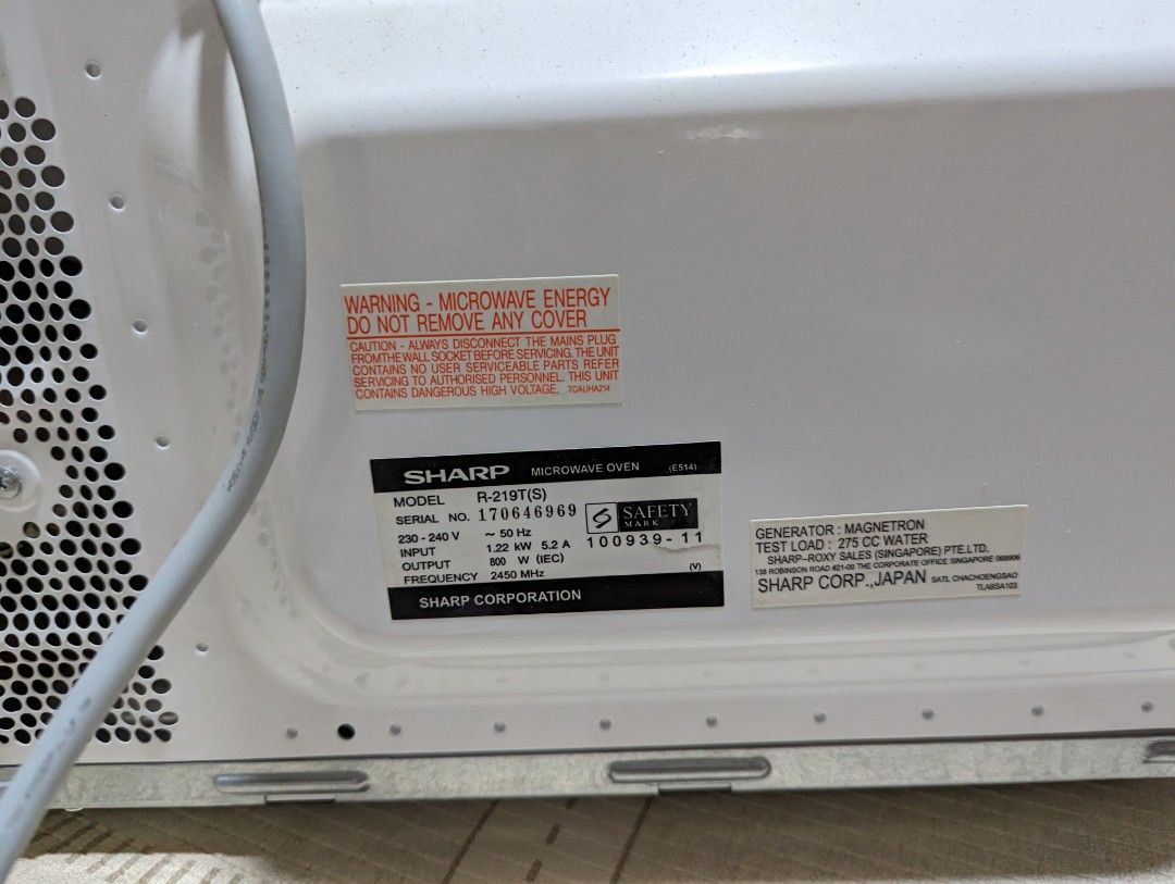 Sharp Microwave Oven (R219T) 22L, TV & Home Appliances, Kitchen ...