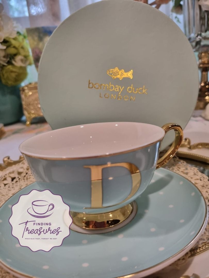 Spotty Teacup and Saucer With Alphabet D Boxed - Bombay Duck, Furniture ...