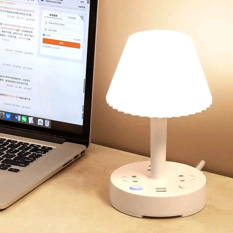 Study Night Desk Lamp Table with Electric Sockets 3 Universal Power ...
