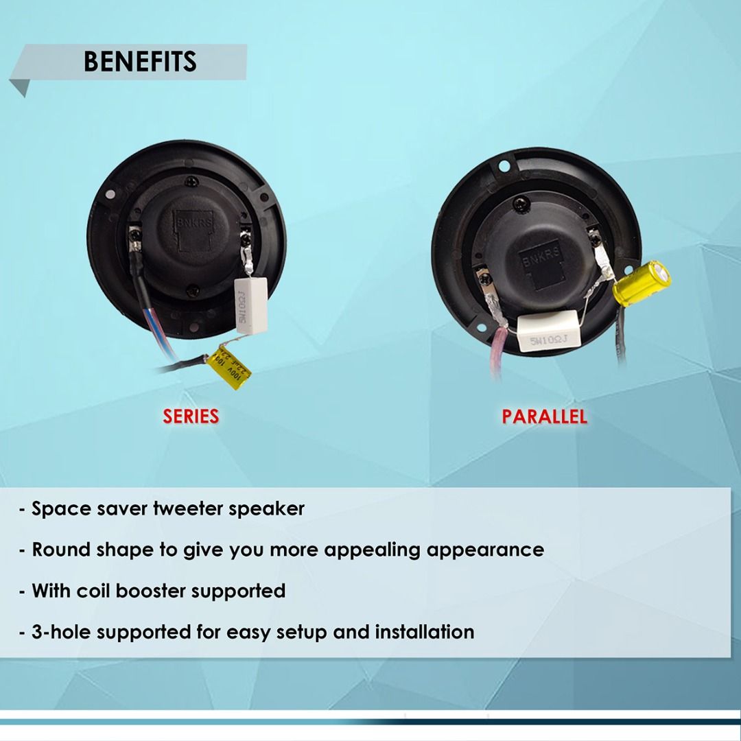 SUPER PIEZO TWEETER PT-307 w/COIL BOOSTER 4-8Ω w/ 2.2uF CAPACITOR ...