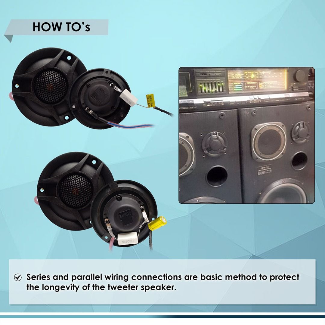 SUPER PIEZO TWEETER PT-307 w/COIL BOOSTER 4-8Ω w/ 2.2uF CAPACITOR ...