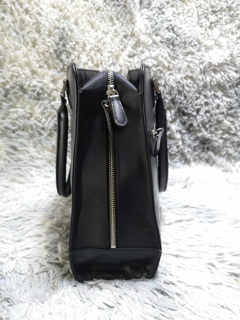 Theoria Black Leather Zipper Laptop Bag on Carousell