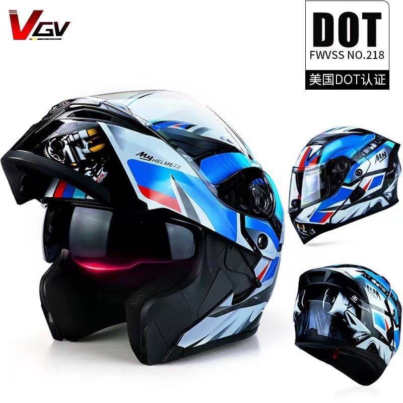 VGV modular motorbike helmet with double visor and DOT certification Flip-up helmet 2023 new ...