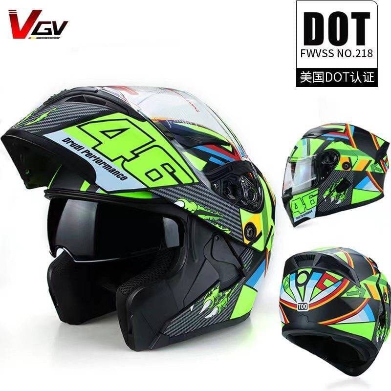 VGV modular motorbike helmet with double visor and DOT certification ...