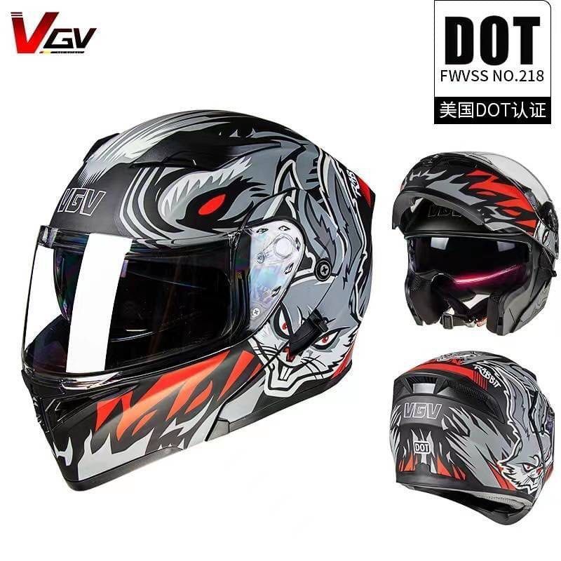 VGV modular motorbike helmet with double visor and DOT certification ...