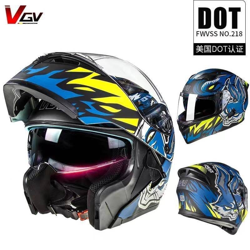 VGV modular motorbike helmet with double visor and DOT certification ...
