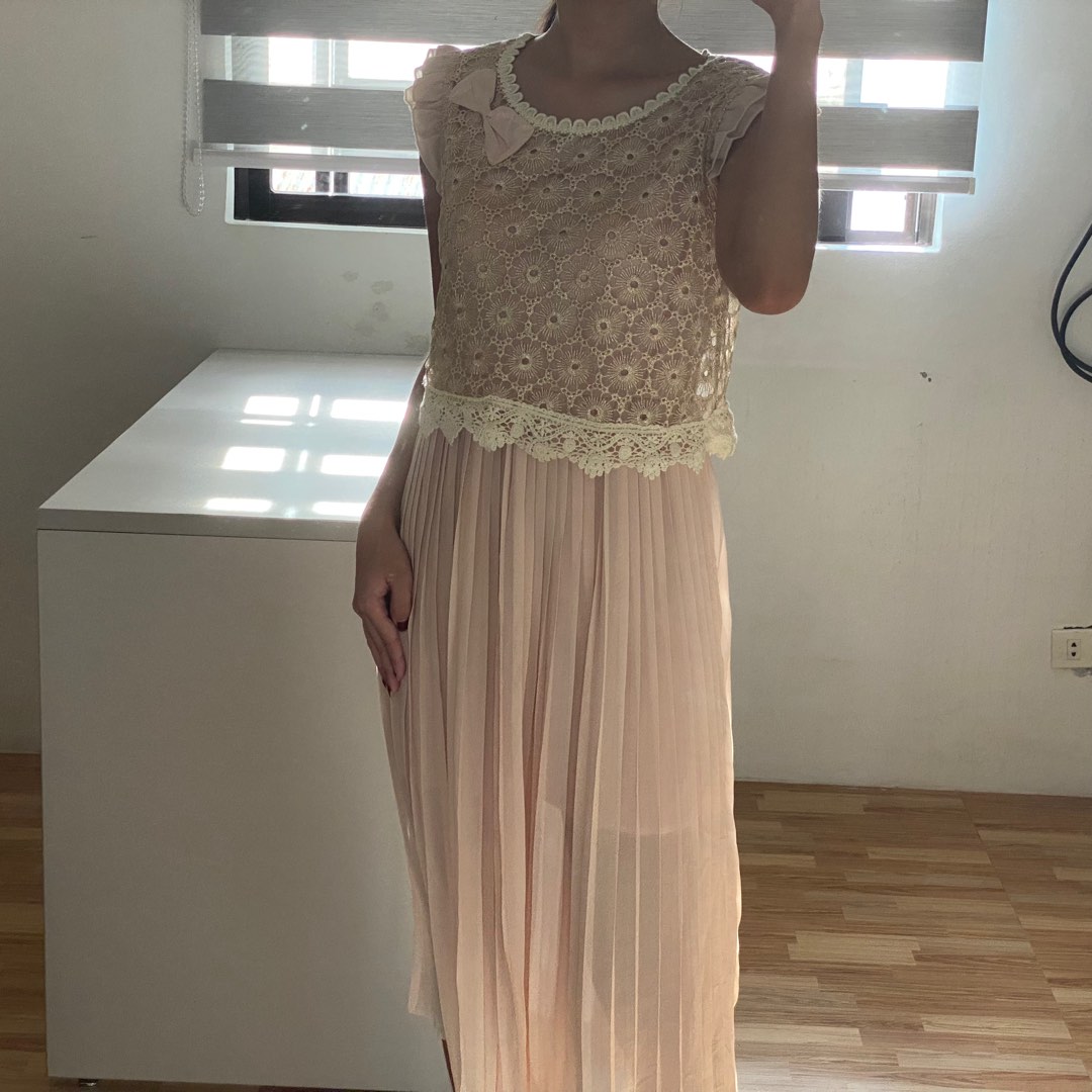 Vintage Lace Ribbon Overlay Sleevless Ruffle Coquette Dress on Carousell