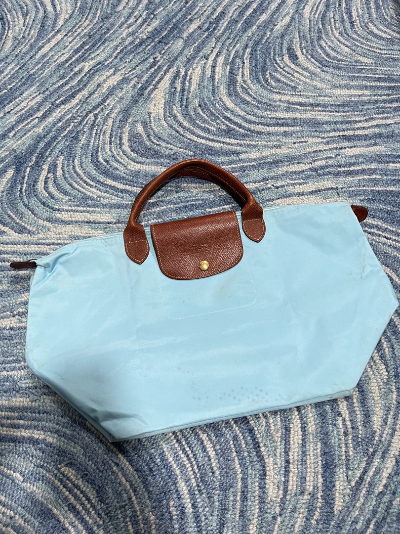 VINTAGE LONGCHAMP ORIGINAL BUTTON BRIGHT BLUE LARGE SHORT HAND tote bag ...