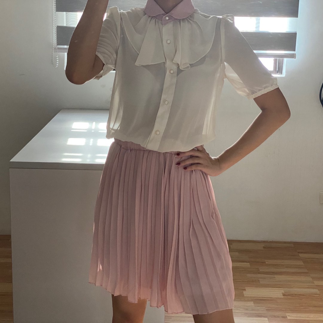 Vintage Style Shear Top Short Sleeves Dress, Women's Fashion, Dresses ...