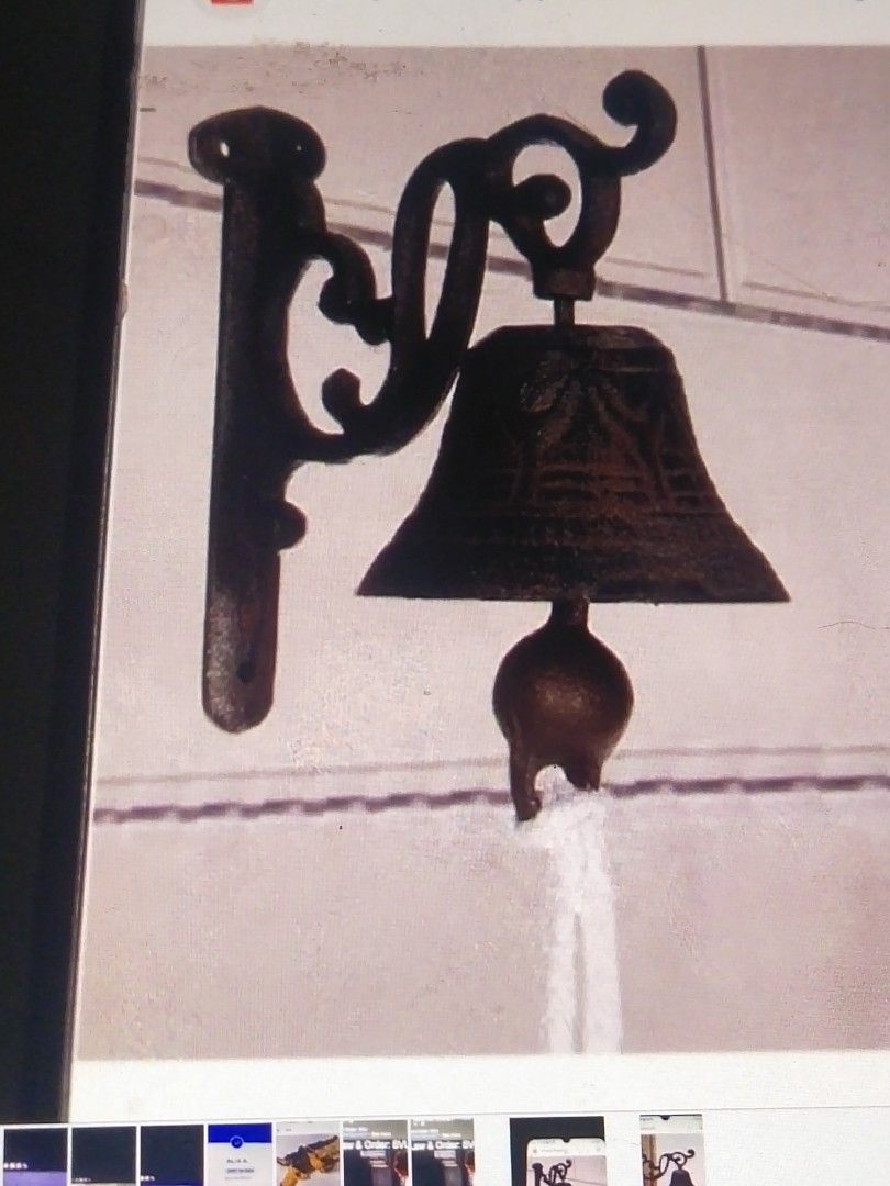 "Wall mount Cast Iron BELL"/Home-Farm use/1950s era/Missing "clapper ...