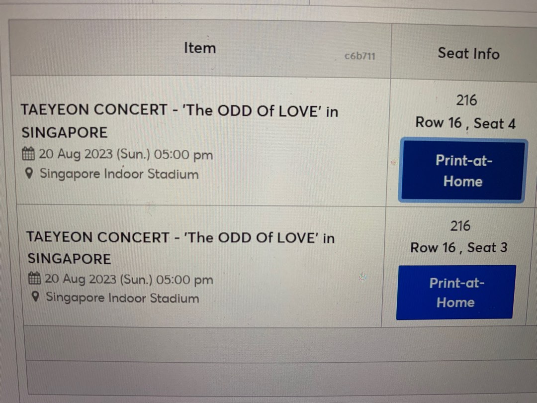 WTS 2x Taeyeon Concert 20 Aug Sun Cat 3 Row 16, Tickets & Vouchers ...