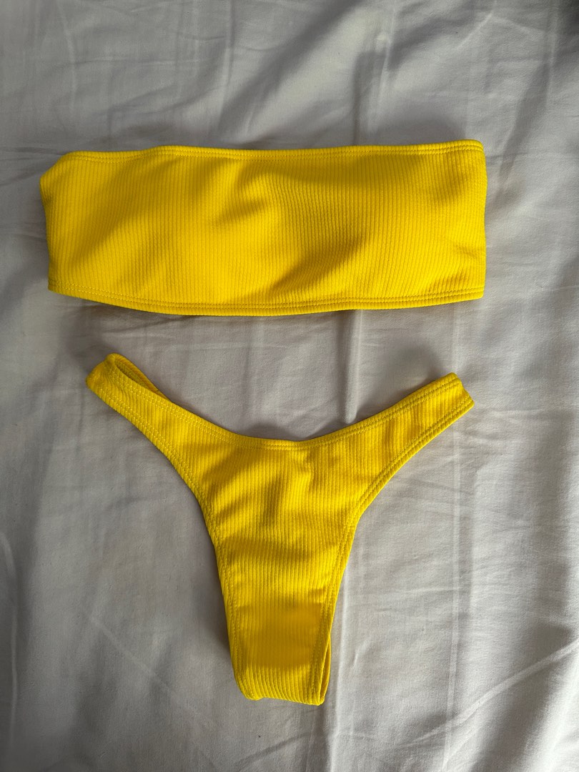 Yellow Tube Ribbed Bikini on Carousell