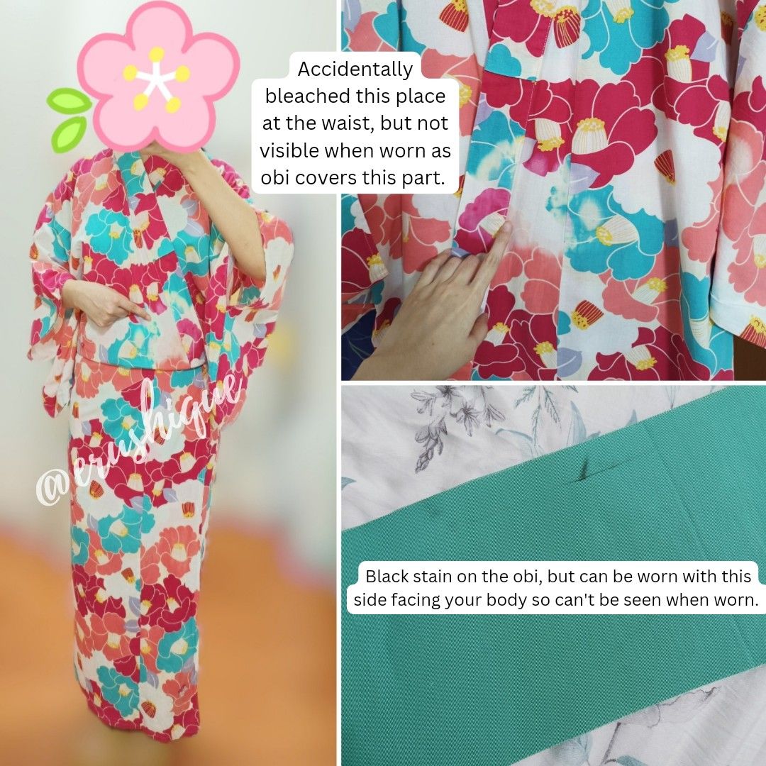 Yukata Set (Pink/Green) Japanese Traditional Clothing Costume Japan ...