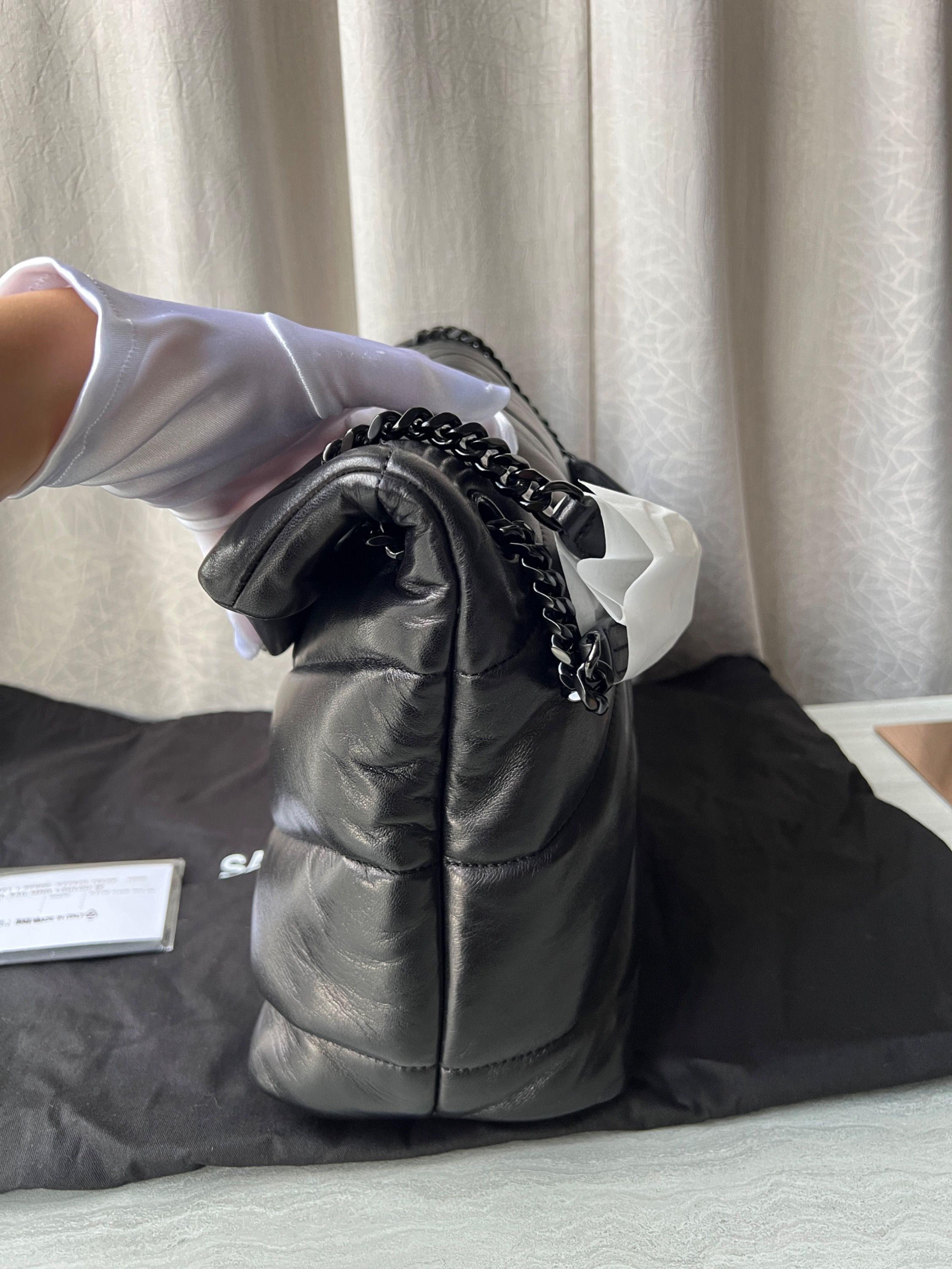 Yves Saint Laurent YSL Lou Lou Medium Puffer, Matte Black Hardware ...