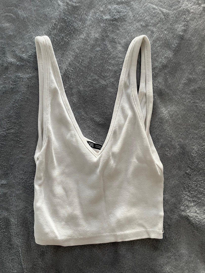 Zara basic white tank top on Carousell
