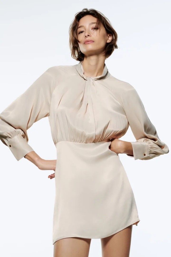 Zara Satin Dress, Women's Fashion, Dresses & Sets, Dresses on Carousell