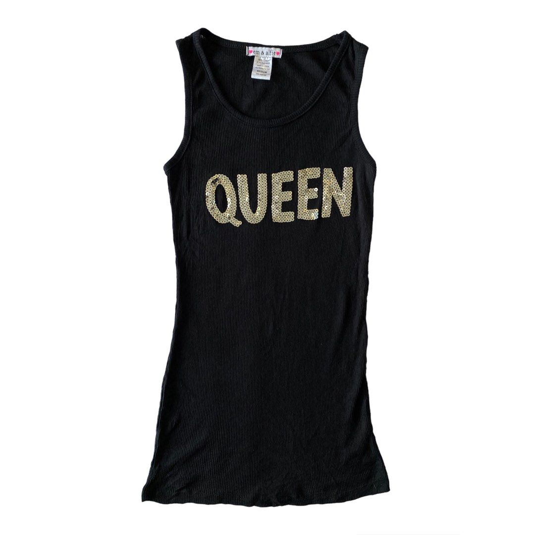 2000s sequin graphic statement tank top | y2k retro 90s 00s punk rock ...