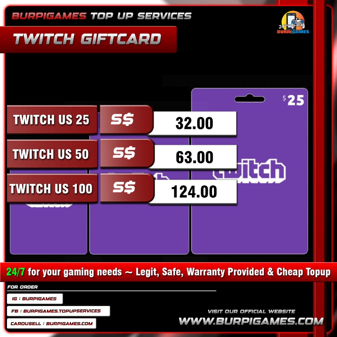 24/7 TWITCH GIFTCARD [DIGITAL CODES], Video Gaming, Gaming Accessories ...
