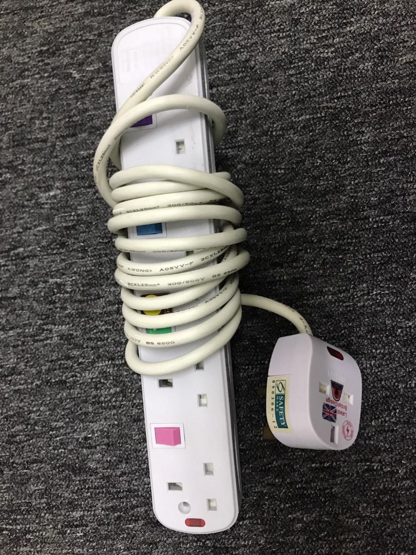 4 socket plug electric extension, TV & Home Appliances, Electrical ...