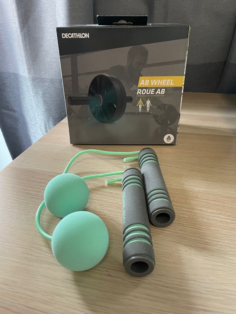 AB wheel (decathlon) & jump ropes, Sports Equipment, Exercise & Fitness ...